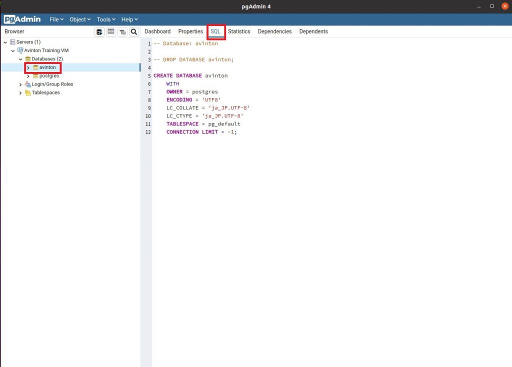 PostgreSQL Setup - Avinton Japan